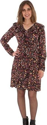 Coline Robe Courte Hiver imprimé bohème Manches Longues - Couleur : Noir - Taille : M