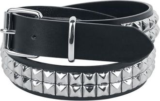 Black Premium by EMP Unisexe Ceinture noire à deux rangées de clous 85 cm