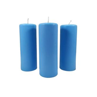 NKlaus 3x Stumpenkerze rustikal - Höhe 95mm - Ø34mm - Paraffinwachs - Tropfkerze hellblau 36357