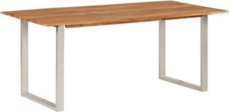 Generic Akazienholz Massiv Esstisch, Industrial Baumkante, Baumstamm, Esszimmertisch, K&uuml;chentisch, Speisetisch, Tisch Esszimmer, K&uuml;che (Schwarz 180x90x76cm) (