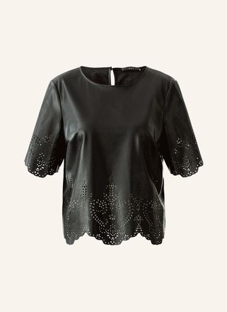 Oui Blusenshirt In Lederoptik schwarz