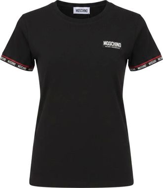 Moschino Femme, Tops, Noir, Taille: 40 FR T-Shirt A1905 Bande Logo &Eacute;lastique