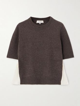Sea New York Pull &Agrave; Manches Courtes En Laine Et En Ramie &Agrave; Fronces Mallory - Marron