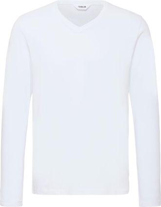 Solid SDBeda Herren Longsleeve Langarmshirt Shirt mit V-Ausschnitt Baumwollmischung Regular fit, Größe:2XL, Farbe:White (0001)