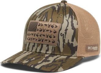 Columbia Unisex PHG Camo Mesh Ball Cap, Mossy Oak Bottomland/Game Flag, L-XL