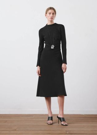 Mango Robe midi fronc&eacute;e noir - Femme - 1XL - MANGO