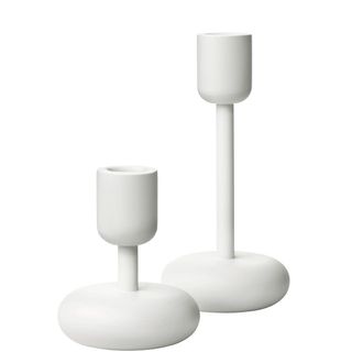 iittala Kerzenständer, Metall, Weiß, Höhen: 10,7+ 18,3 cm