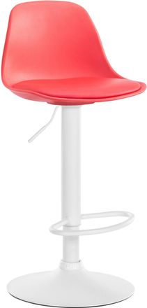 Clp Barhocker Kiel Kunststoff Mit Polsterung Und Kunstlederbezug I Drehbarer Barstuhl mit Metallgestell Und Fußstütze, Farbe:rot, Gestell Farbe:weiß