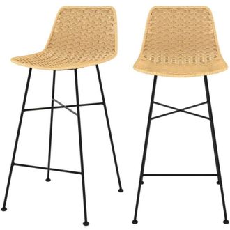 Rendez-Vous D&eacute;co Lot de 2 chaises pour &icirc;lot central 65,5 cm en rotin naturel - MARA