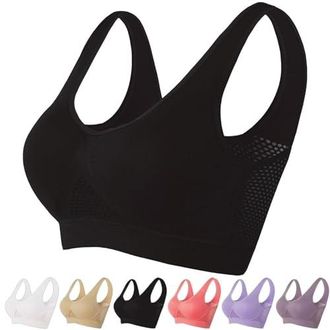 Generic Visulong Soutien-gorge de sport respirant et respirant pour femme, r&eacute;glable, sans fil, confortable, anti-affaissement des seins, Noir, 5XL
