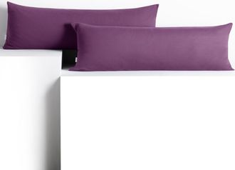 Decoking 2 Kissenbezüge 40x145 cm Jersey 100% gekämmte Baumwolle Reißverschluss Pflaume Amber