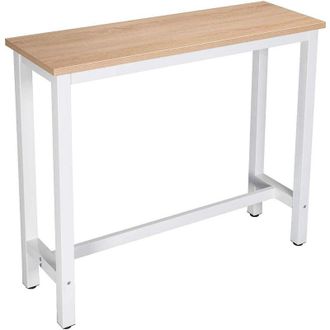 Woltu 1x Bartisch Bistrotisch Stehtisch Esstisch, Metallgestell, Tischplatte aus mdf, Hell Eiche, 120x40x100cm(BxTxH) - Woltu