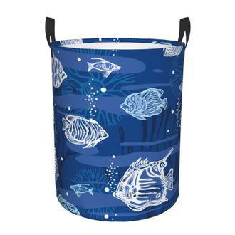 Generic Marine-Thema W&auml;schekorb Rund Korb Aufbewahrung Mit Henkel W&auml;schetonne F&uuml;r Schlafzimmer Kleidung Kuscheltier