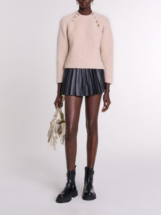 Maje Short Trompe LOEil En Cuir - Noir - Taille 40 - Maje