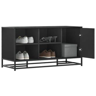 vidaXL Vidaxl - Banc dentr&eacute;e noir 100x40x53,5cm - Bois ding&eacute;nierie et m&eacute;tal - Capacit&eacute; 80kg - Organisateur de chaussures pratique
