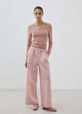 Mango T-shirt de pyjama en m&eacute;lange de lyocell et de laine rose - Femme - S - MANGO
