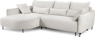 Selsey Selsey OBLIVIO - Ecksofa mit Schlaffunktion, Bettkasten, Chenille-Bezug Creme, Ottomane links