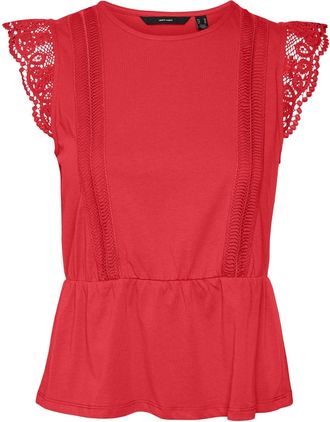 Vero Moda Damen Vmcaia Sl Lace JRS Top, Bittersweet, 3XL EU