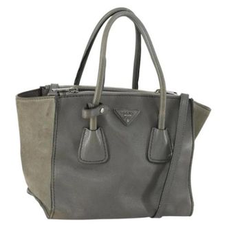 Prada Sac &agrave; main en daim Pre-owned - Femme - Pre-owned - Gris - Taille: ONE Size