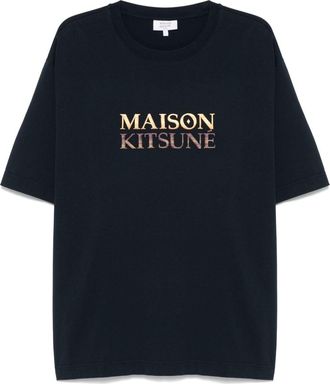 Maison Kitsun&eacute; T-Shirt mit Farbverlauf-Logo - Blau