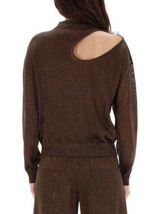 Circus Hotel Cut-Out Viscose Blouse - Brown