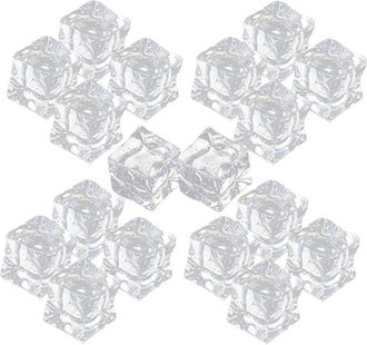 DOITOOL 50 Stück Teiliges Transparente Acryl Eiswürfel mit Unregelmäßiger Quadratischer Form Realistische Deko Fotorequisiten Wiederverwendbar Hochwertige Sim