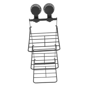 NUOBESTY Duschablage Metall Faltbar Mit Saugnapf Badregal Tiefgrau Mehrschichtig Bohrfrei K&uuml;chen Organizer Badezimmer Vorratsregal