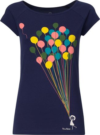 FellHerz Damen T-Shirt Balloons Girl Midnight Bio, Fair und Vegan (L)
