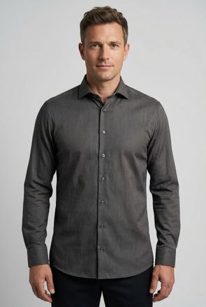 Olymp Businesshemd OLYMP Level Five body fit, Herren, Gr. 37, N-Gr, grau (anthrazit), Web, Obermaterial: 97% Baumwolle, 3% Elastolefin, 2-Knopf-Manschette, 