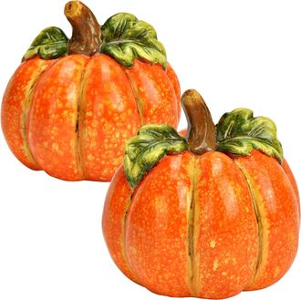 Matches 21 Kürbisse Set aus Ton Herbstdeko 8 cm & 10 cm - Rustikale Tischdeko für Zuhause zum Hinstellen