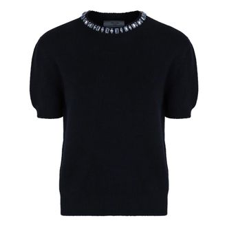 Prada Woll- und Kaschmirpullover mit Rundhalsausschnitt - - Knitwear - Damen - Blau - M
