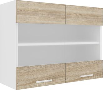 VCM K&uuml;chenschrank h&auml;ngend/Ma&szlig;e ca. H. 60 x B. 80 x T. 31 cm/H&auml;ngeschrank mit Zwei F&auml;chern/K&uuml;chenschrank mit Glas/K&uuml;chenm&ouml;bel - Esilo