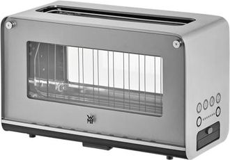 WMF Lono Toaster Glas mit Br&ouml;tchenaufsatz, f&uuml;r 2 Scheiben, XXL-Toast, Aufw&auml;rm-Funktion, 7 Br&auml;unungsstufen, edelstahl matt
