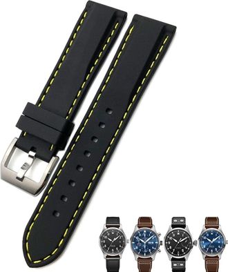 Generic 20mm 21 mm 22mm Gummi -Silikon Schwarz Blue Watchb&auml;nder f&uuml;r IWC Pilot 18 Uhren Sportgurt