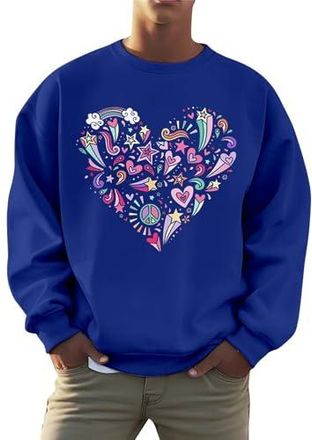 Generic 2026 Sweat-shirt d&eacute;contract&eacute; &agrave; col rond pour homme et femme Motif lettres imprim&eacute;es, bleu, XL