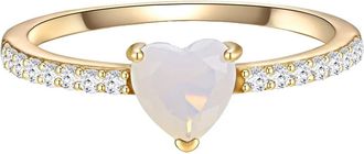 Glanzst&uuml;cke M&uuml;nchen Ring - Sterling Silber Ring Mondstein (synth.) Herz - Gr. 48 - in Gold - f&uuml;r Damen