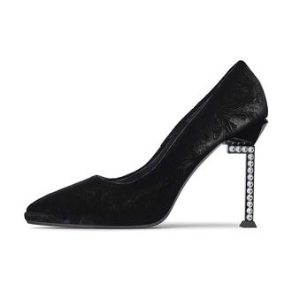 Loriblu L-f&ouml;rmige Kristallabsatz Damast Samt Pumps - - Shoes - Damen - Schwarzk - 38 EU