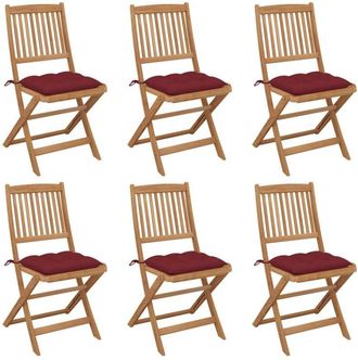 vidaXL Vidaxl - Chaises pliables de jardin lot de 6 avec coussins Bois dacacia