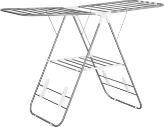 HOMCOM W&auml;schest&auml;nder 1,48 m Trockenl&auml;nge tragbar Standtrockner mit Teleskopstangen, Fl&uuml;gelw&auml;schest&auml;nder W&auml;schetrockner f&uuml;r Innen und Au&szlig;en, Silber+Wei&szlig;