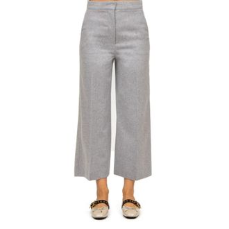 Max Mara Femme, Pantalons, Gris, Taille: 38 FR Pantalon Cropped en Laine