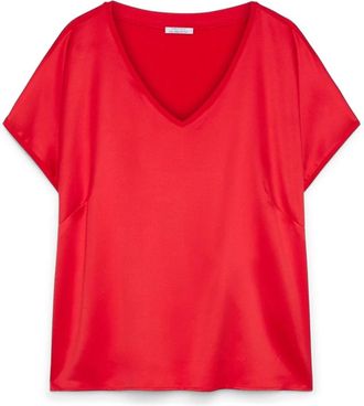 Fiorella Rubino Femme, Blouses et Chemises, Rouge, Taille: 42 FR T-shirt bicolore &agrave; col en V
