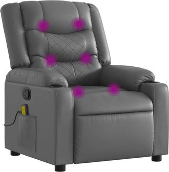 vidaXL Massagesessel Relaxsessel Grau Kunstleder vidaXL