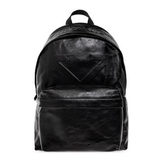 Off-white Lederrucksack mit Logo - - Bags - Herren - Schwarzk - ONE SIZE