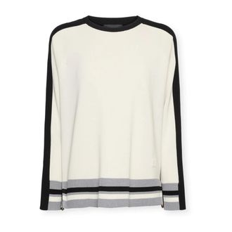 Elena Miro Pullover mit gestreiften Kanten - - Knitwear - Damen - Wei&szlig; - XS