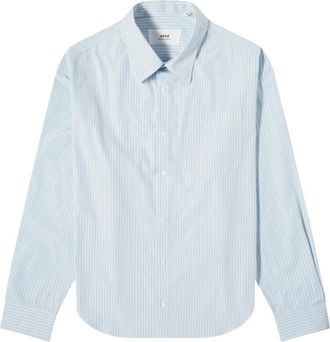 Ami Homme, Chemises, Bleu, Taille: S De Coeur Boxy Fit Striped Shirt
