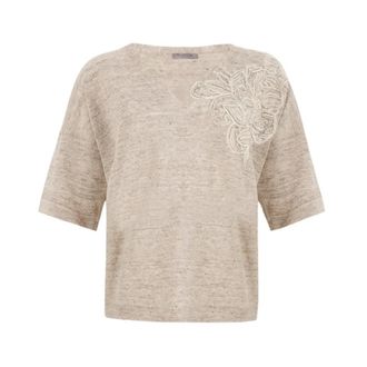 D.exterior 62318 8Argi V-Ausschnitt Strickware - - Knitwear - Damen - Beige - S