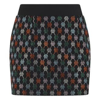 Philipp Plein Minirock Multicolor Monogram Strass - - Skirts - Damen - Schwarzk - 2XL