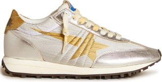Golden Goose Running Marathon Nylon Upper Lamineted Toe And Spur Printed Star Glitter Heel