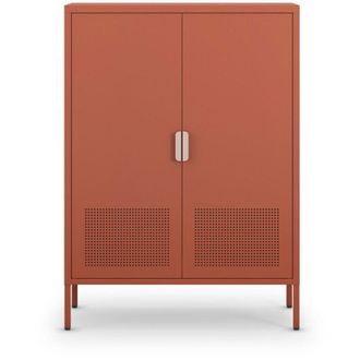 DRAWER Buffet haut 2 portes en m&eacute;tal H110cm - Terracotta - Adel