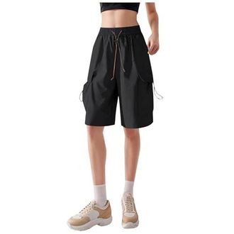 Generic Short Noir Femme Taille Haute Noir Enceinte Large Vetement Basse Satin Poche Doubl&eacute; Bordeaux Piece Sarouel Mariniere Homewear Sportswear Fashion Body 